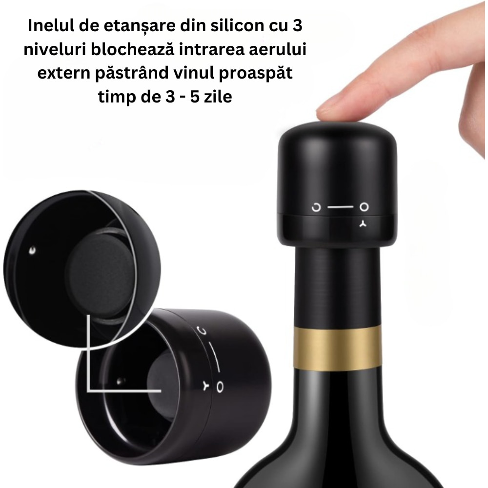 Dop sticla de vin CYUCHELLY®, Inchidere ermetica cu sistem antipicurare ...