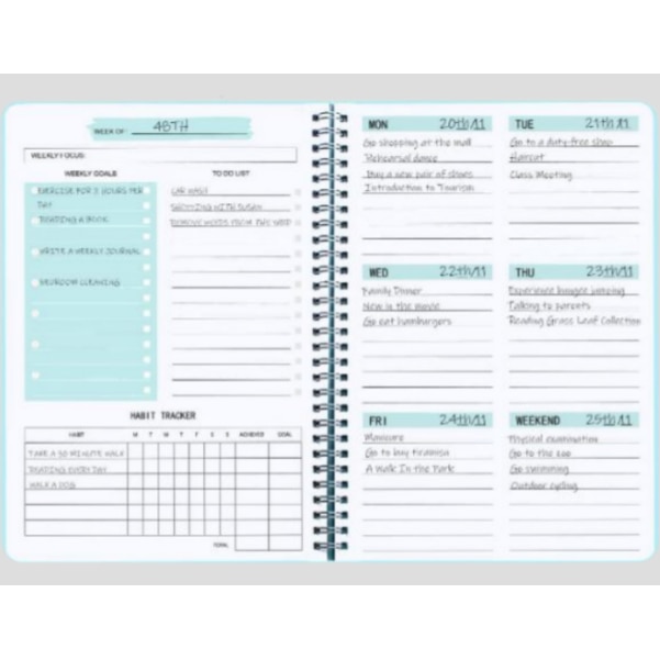 Agenda planificator cu spirala, pentru organizare saptamanala, cu habit ...