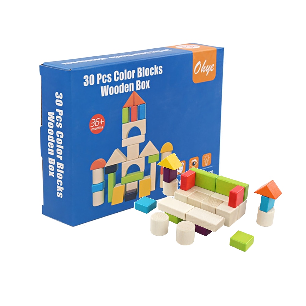 Set de constructie din lemn, 30 piese, + 3 ani - eMAG.ro