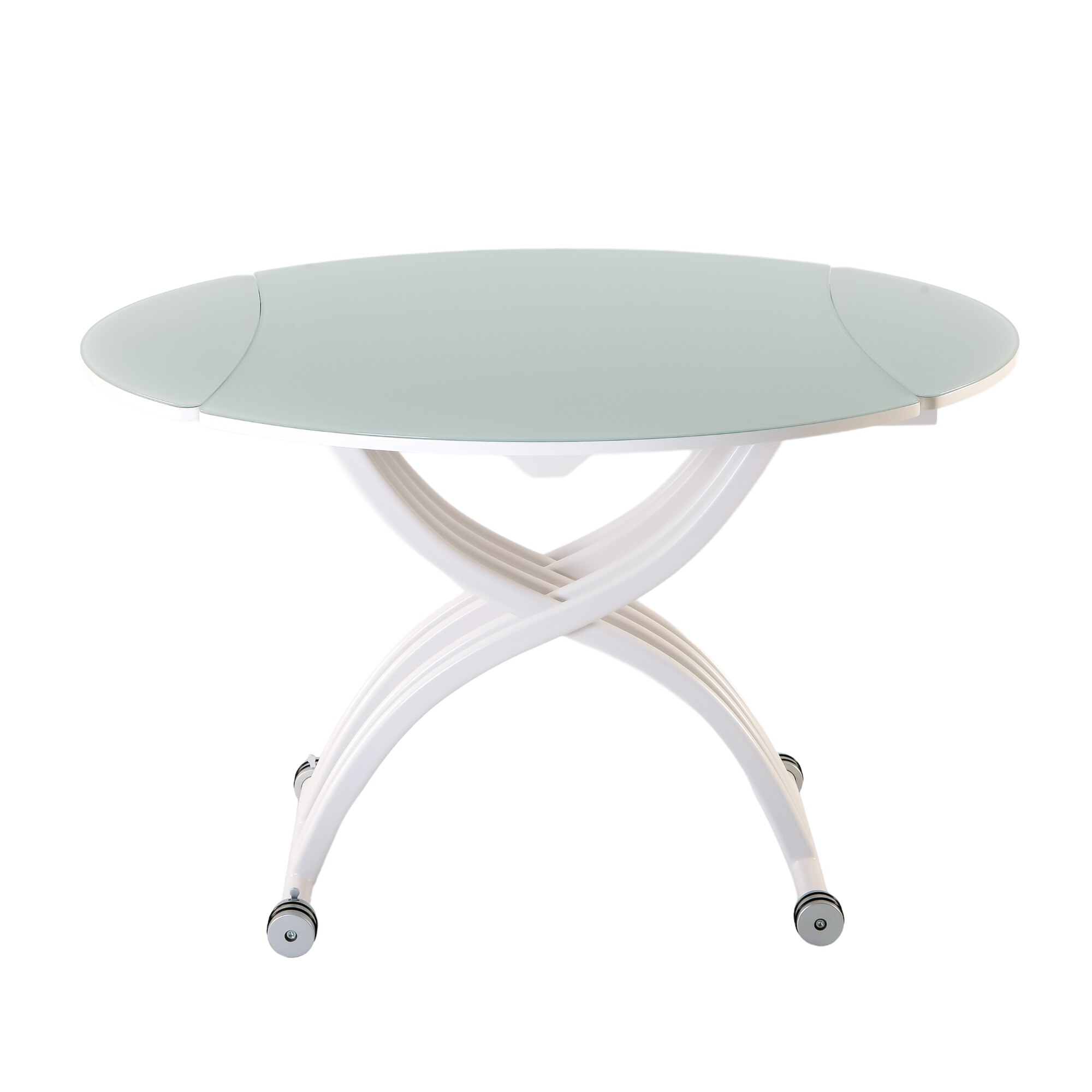 Masa transformabila Bergamo sticla alba mata 120*75,7/120*43/76 - eMAG.ro