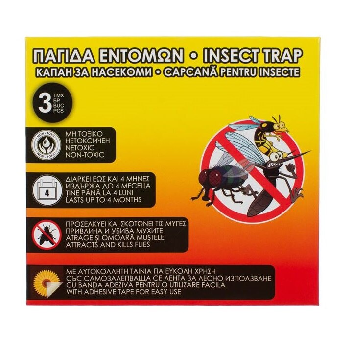 Set 3 autocolante capcana insecte, model floare, 9.5x9.5 cm - eMAG.ro