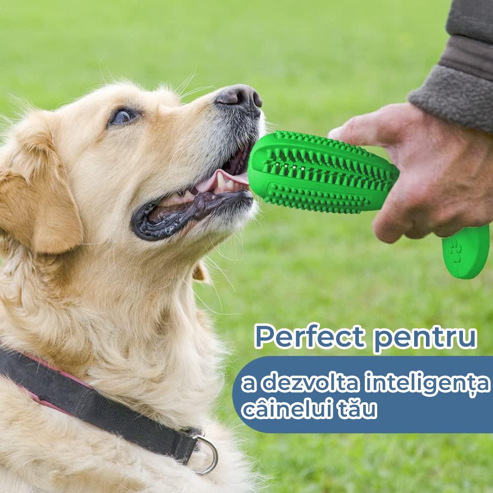 Jucarie interactiva de mestecat pentru caini, curata profund, protectie ...