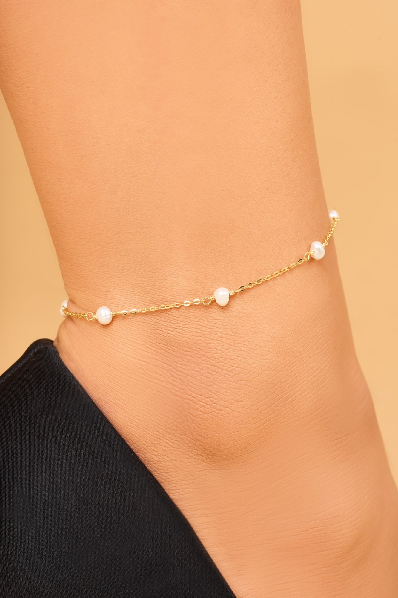 Bratara de picior din argint Ortier Pearly Ball, lungime 22 + 5 cm ...