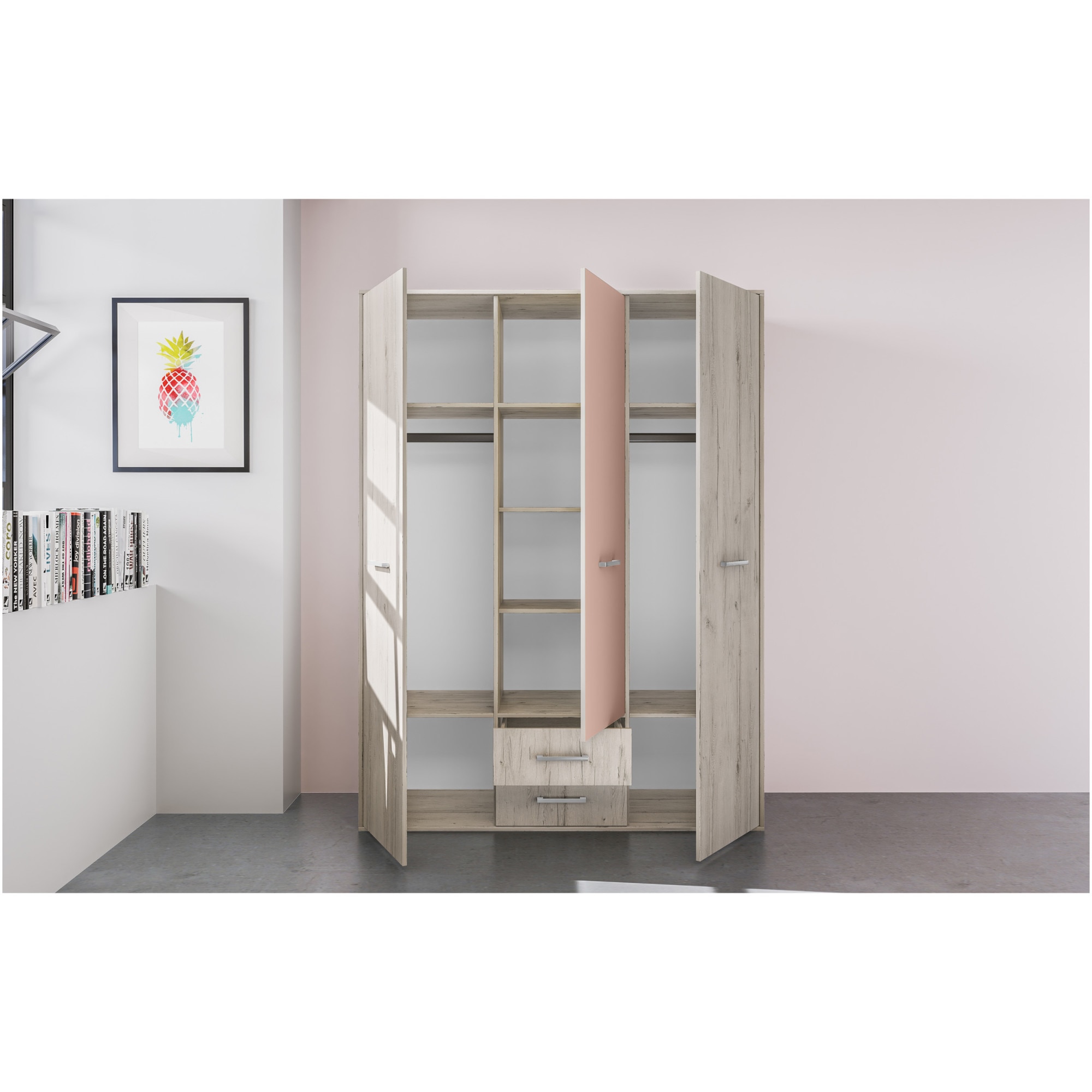 Dulap/Dressing Irim Yoo, 150x52x200 cm, PAL, 3 usi, 2 sertare, Culoare ...