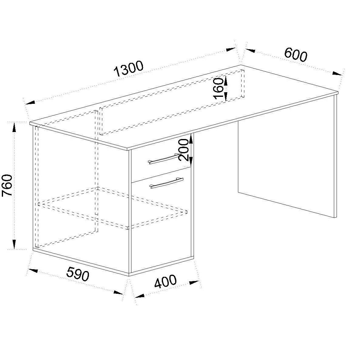Бюро Irim Yoo, 130x60x76 см, Зелен/Бяло дърво - eMAG.bg