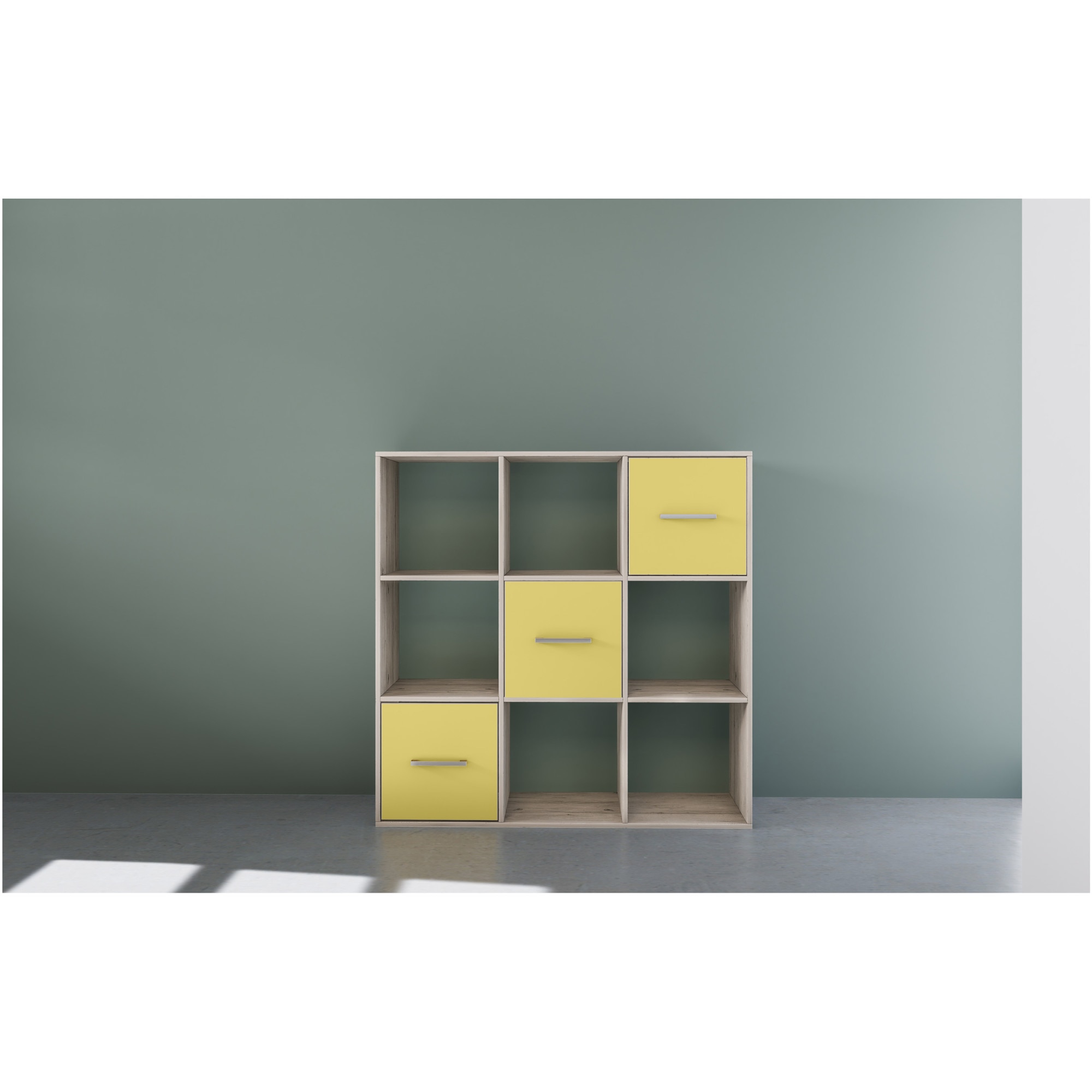 Raft Irim Yoo, 122x39x122 cm, culoare Verde/finisaj lemn alb - eMAG.ro