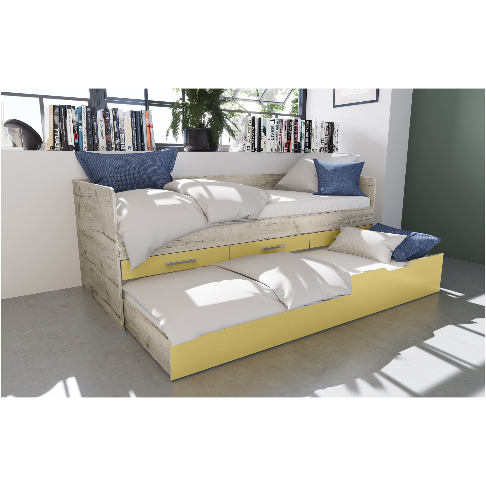 Pat Irim Yoo, 208x96x79 cm, suport saltea inclus, 3 sertare, culoare ...