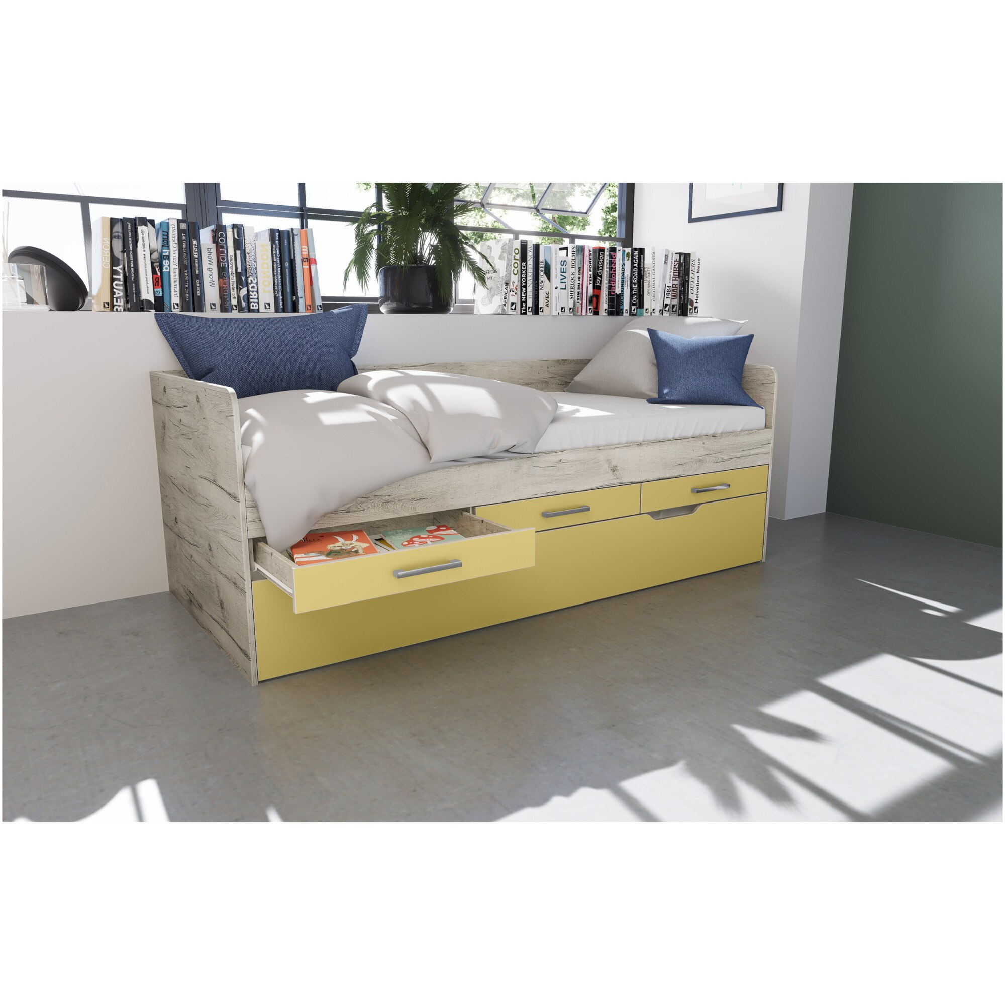 Легло Irim Yoo, 208x96x79 см, Включена подматрачна опора, 3 чекмеджета ...