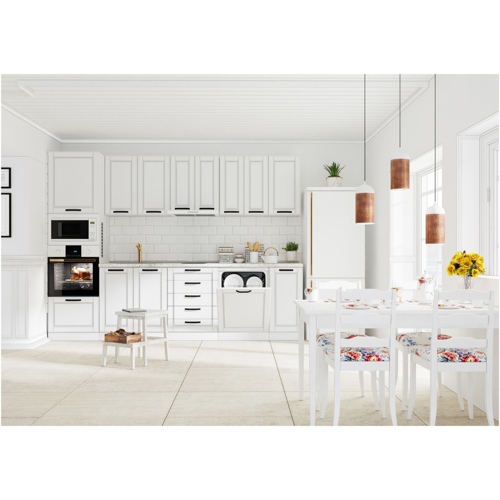 Set Mobila Bucatarie IRIM Arrital, dimensiuni 300x223x60 cm, MDF, 9 ...