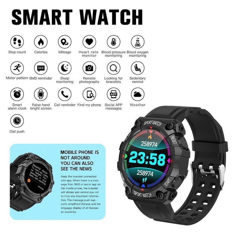Ceas smartwatch FD68S SMARTIX® 1.3 inch IPS HD, 150 mAh, touchscreen, G ...