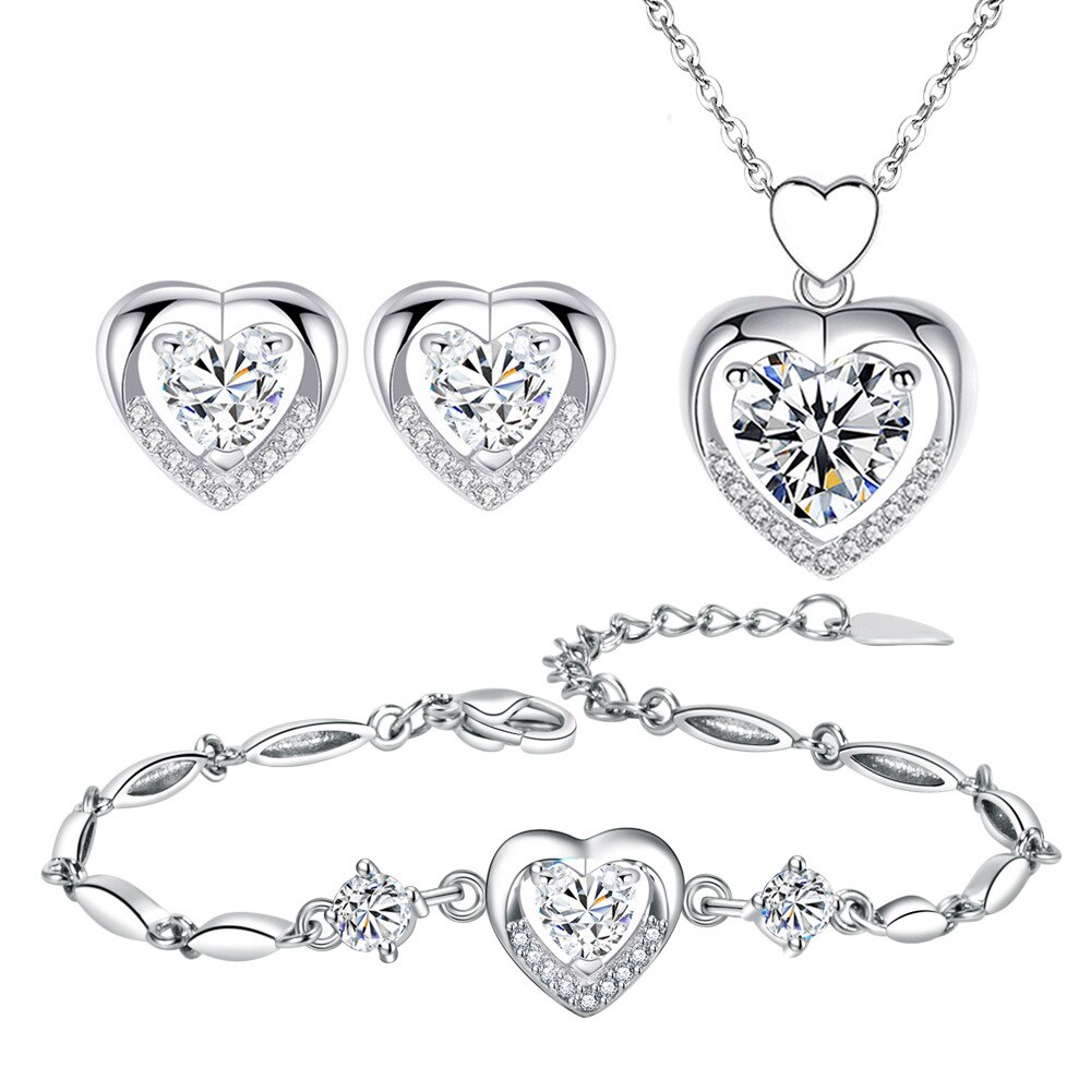 Set de bijuterii pentru femei, Eternal Heart of the Ocean, argint S925, argint, 3 buc - eMAG.ro