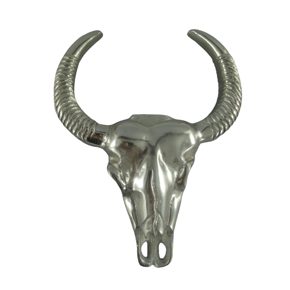 Decoratiune de perete, model cap de vaca aluminiu, argintiu - eMAG.ro