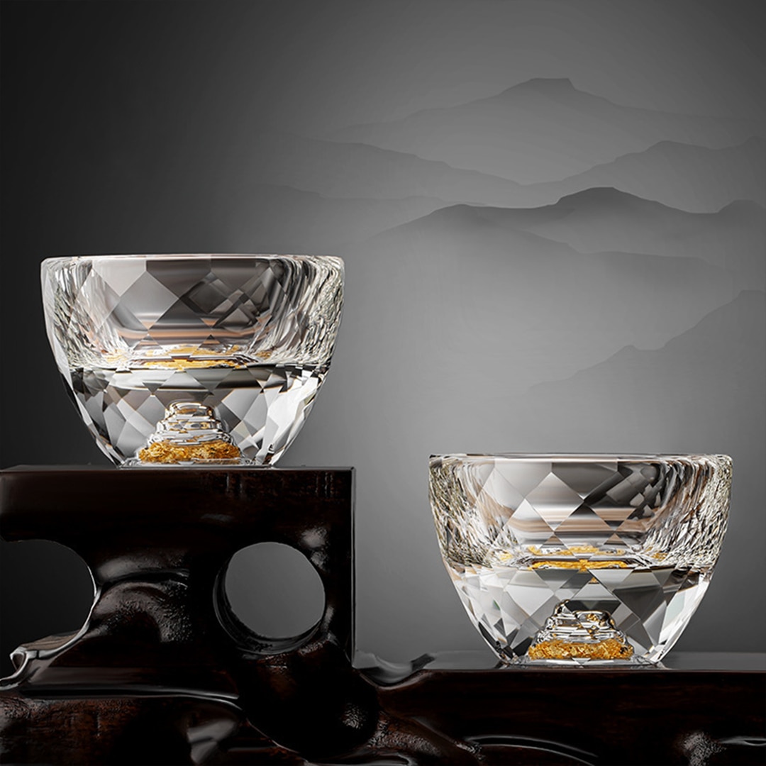 Set de ceai, cristal de inalta calitate, 10 piese, lustruit manual ...