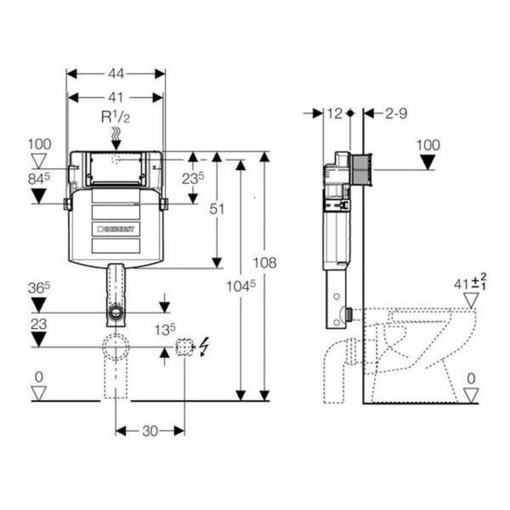 Rezervor incastrat Geberit Sigma UP320,12 cm, pentru vas wc pe ...