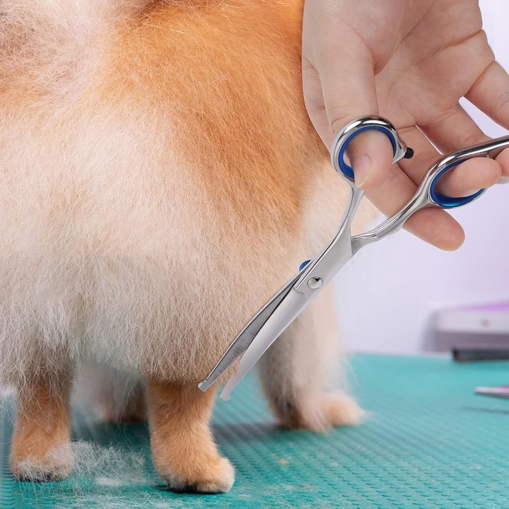 Foarfeca profesionala curbata de tuns caini, pisici si alte animale de ...