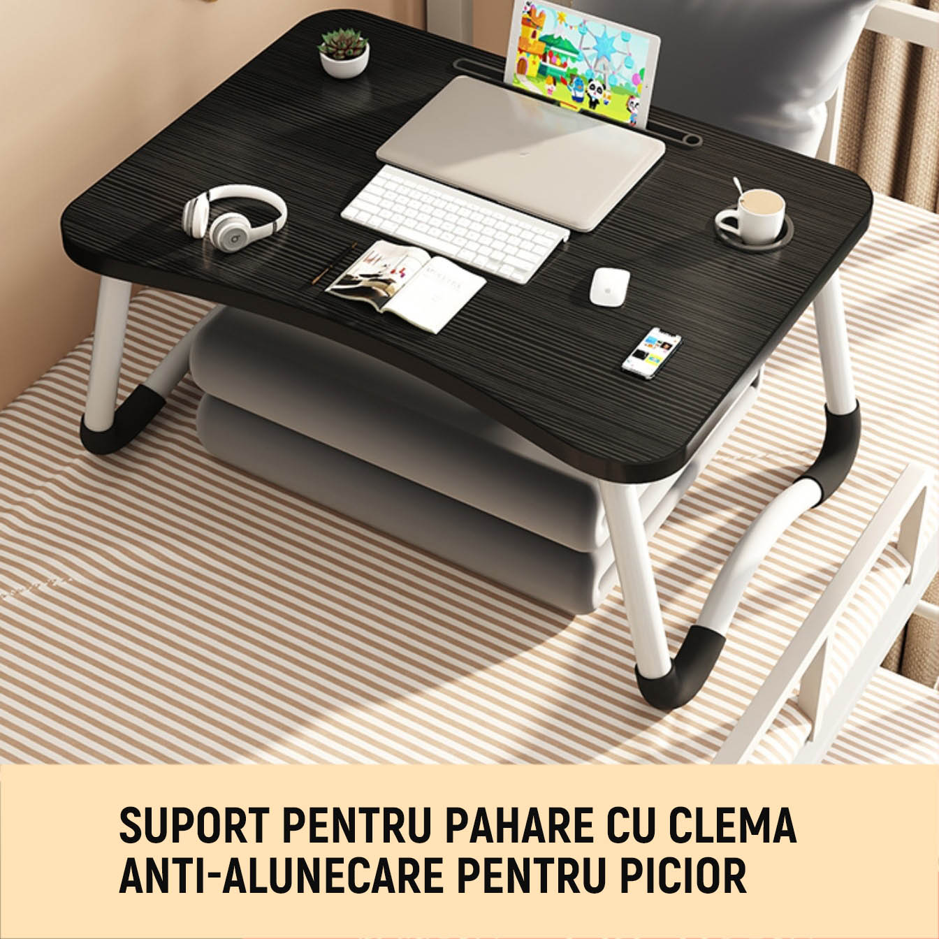 Masa Pliabila MultiFunctionala, Sundiguer, Suport pentru pahare cu slot ...