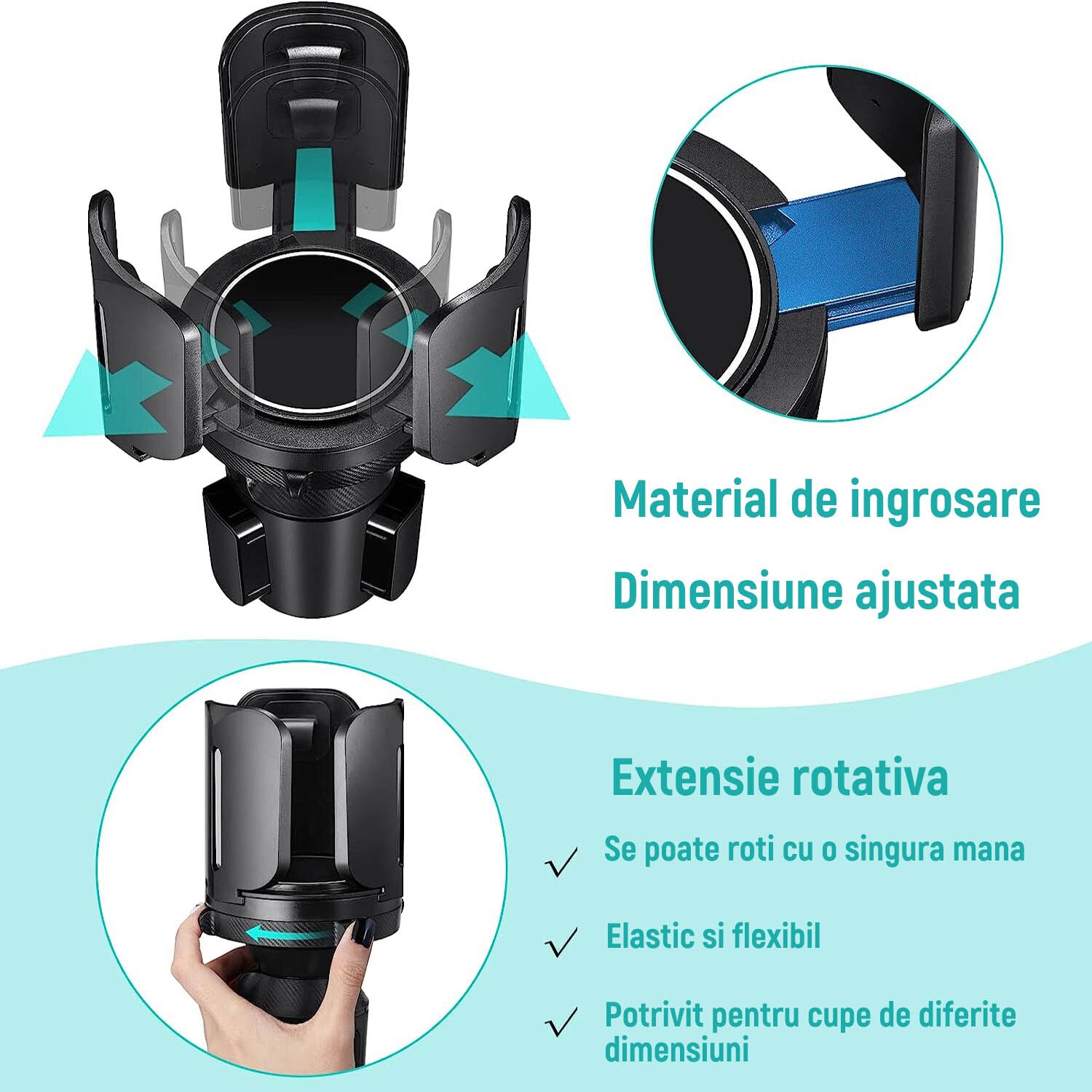 Suport auto multifunctional pentru pahare, Pachet de 2, Ajustabila ...