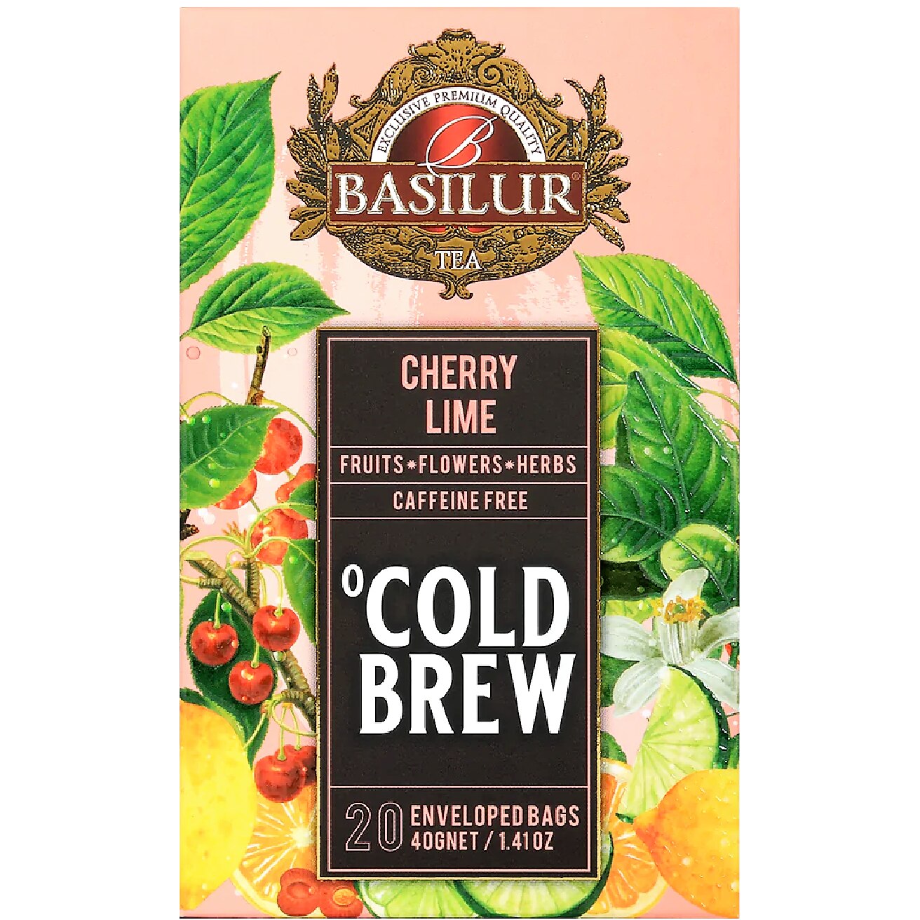 Ceai rece Cold Brew din fructe, flori si plante, Cirese & Lime, fara ...