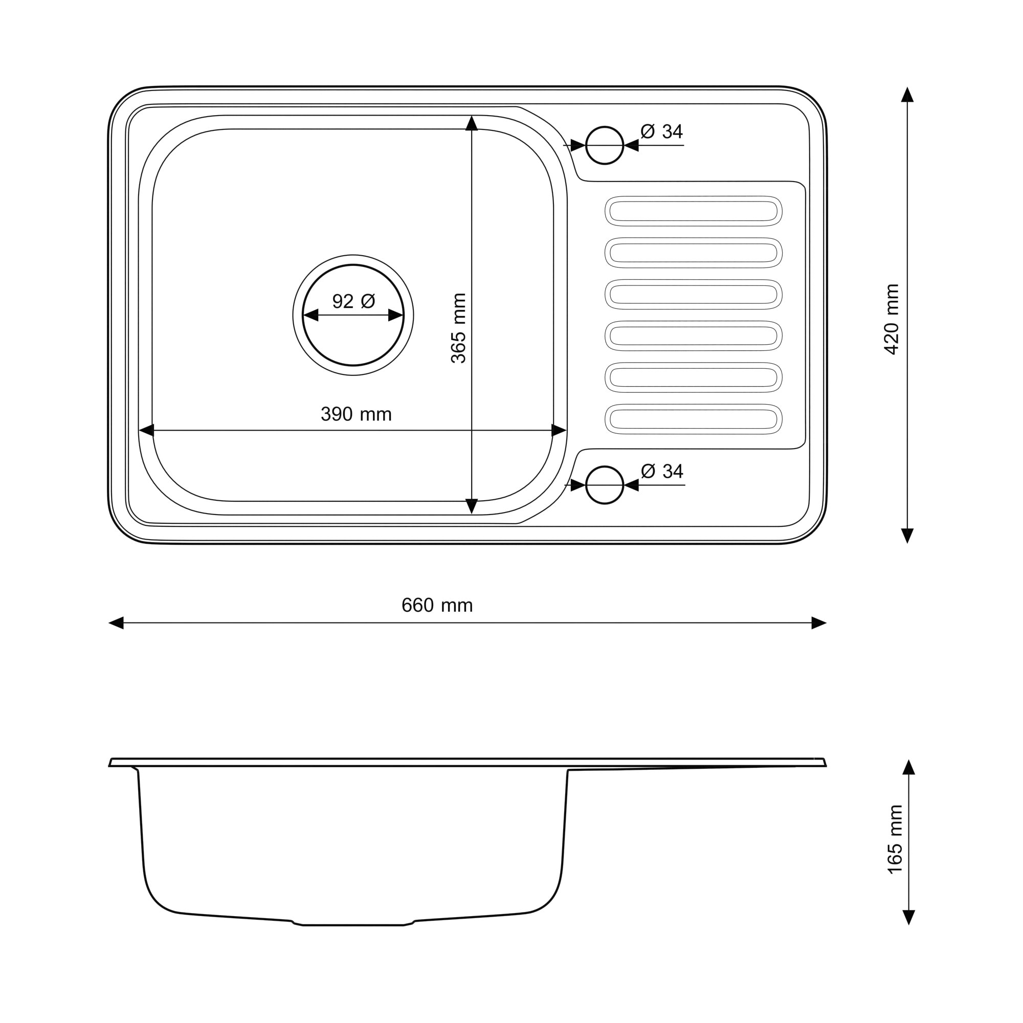 Chiuveta bucatarie, Granitan, Inox, 66x42 cm - eMAG.ro
