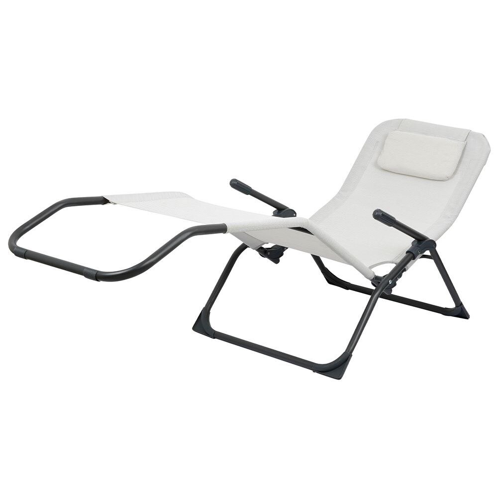 Sezlong de gradina pliabil, Ambiance, Gri deschis, 158x59 cm - eMAG.ro