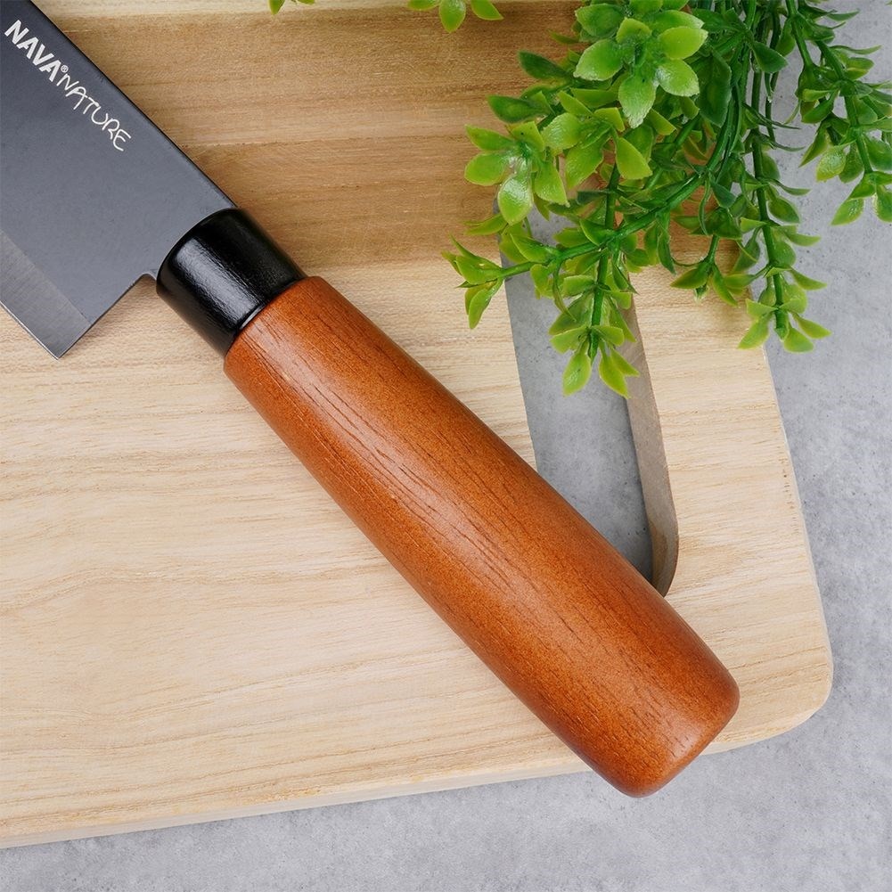 Cutit bucatar, Nava, Otel, 31 cm, Negru/ Maro - eMAG.ro