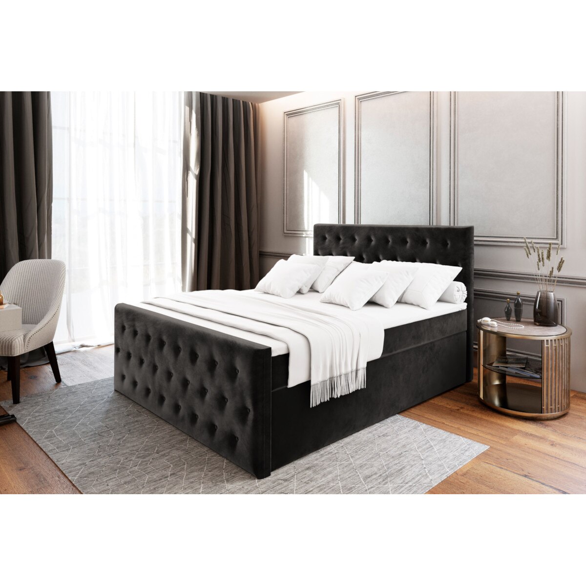 Pat tapitat boxspring FENDI, 160x200, casablanca 16 - eMAG.ro