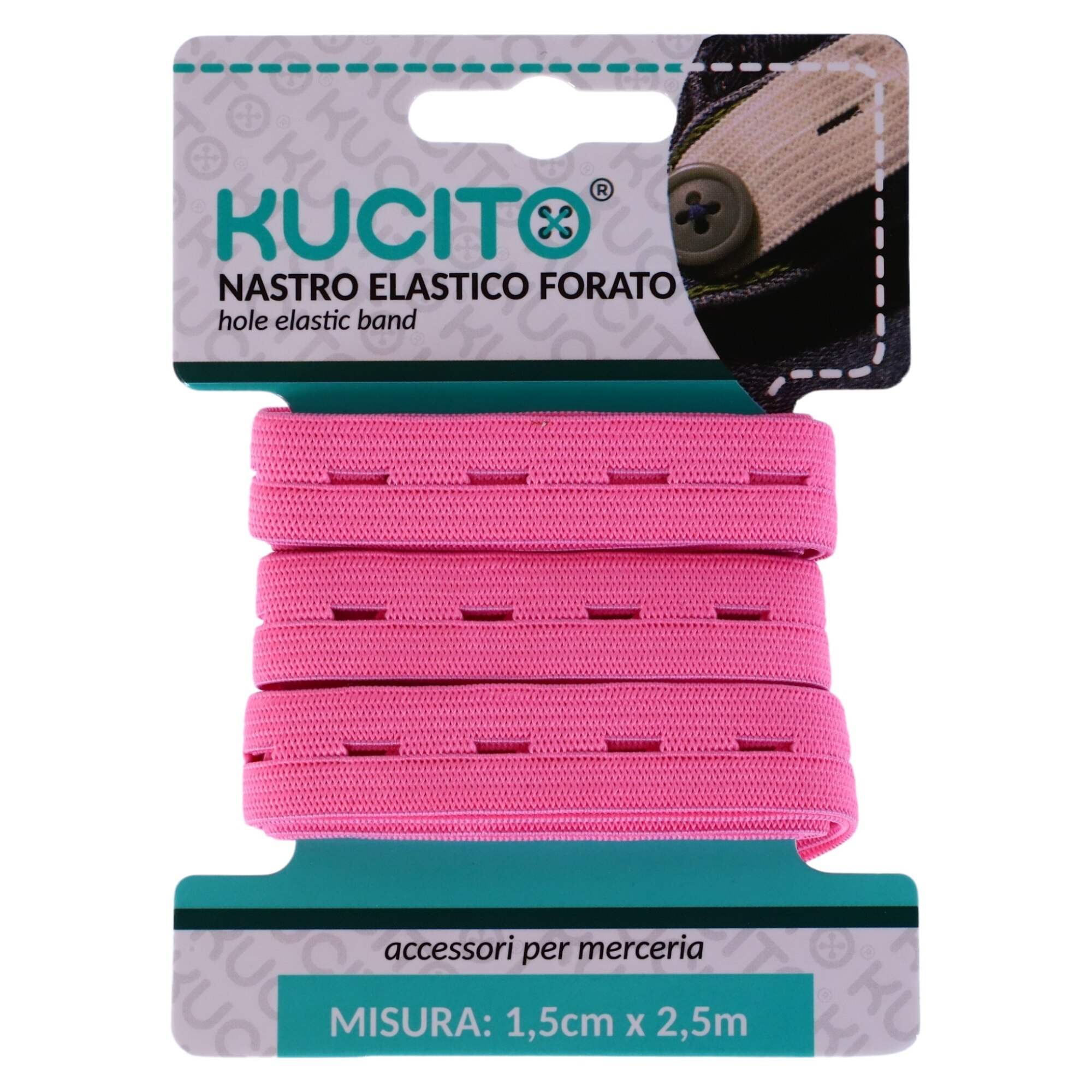 Elastic de croitorie perforat, NO4345,1.5 cm, x 2.5 M, Roz - eMAG.ro