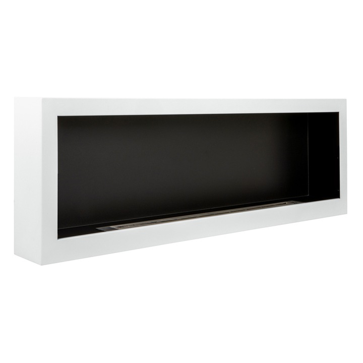 Semineu cu biocombustibil S-Line BOX 120cm alb fara sticla suspendat pe ...