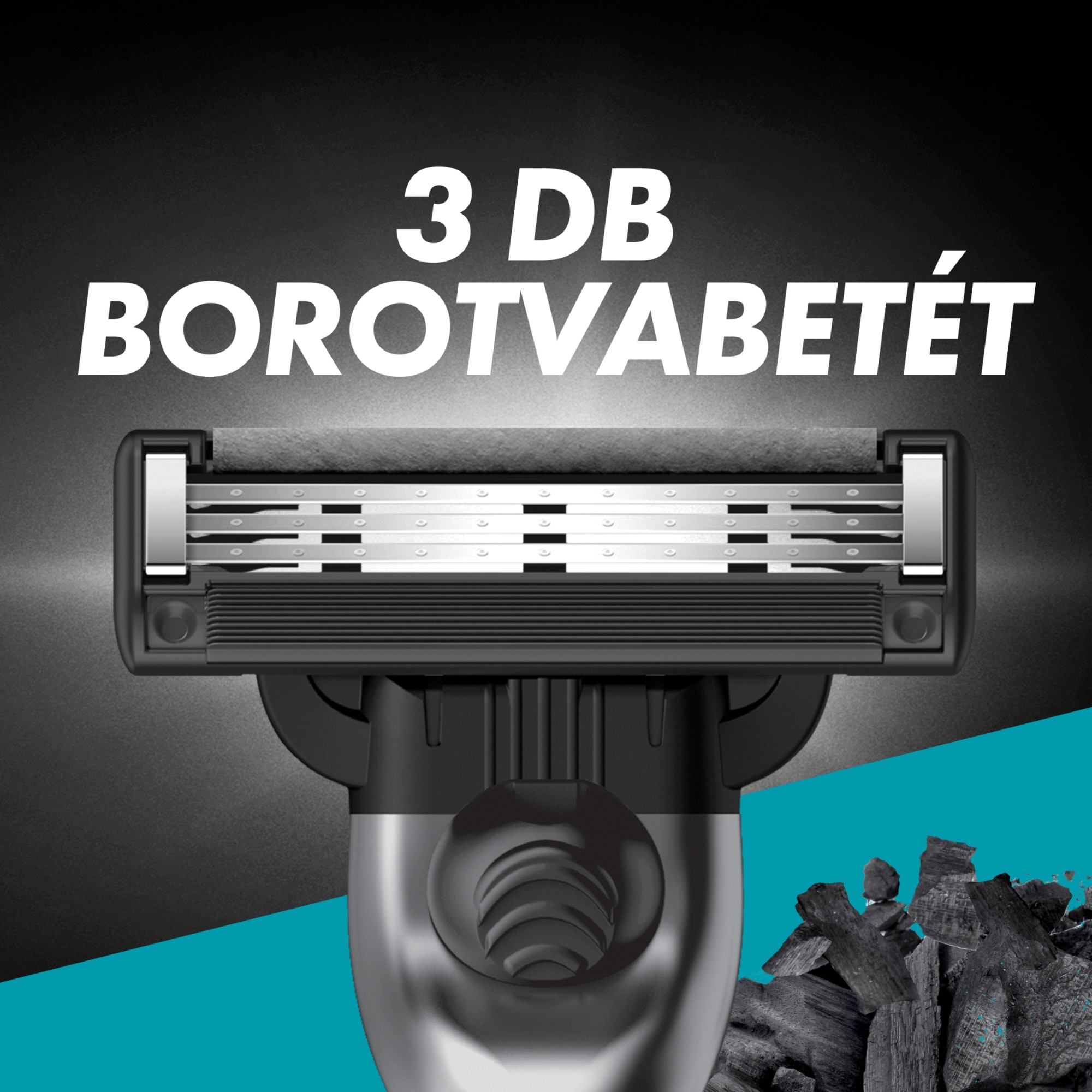 Gillette Mach3 Charcoal Borotva Férfiaknak, 1 db borotva, 2 db ...