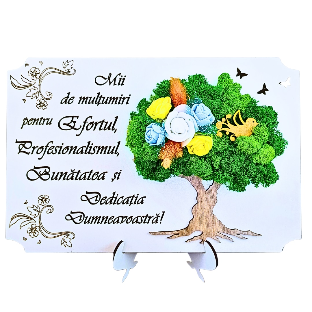 Tablou cu licheni stabilizati naturali cu suport, personalizat cu mesaj ...