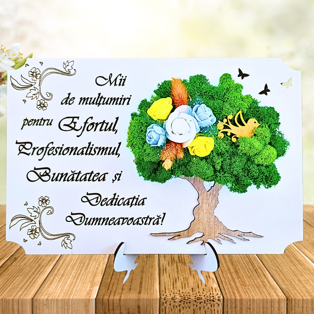 Tablou cu licheni stabilizati naturali cu suport, personalizat cu mesaj ...
