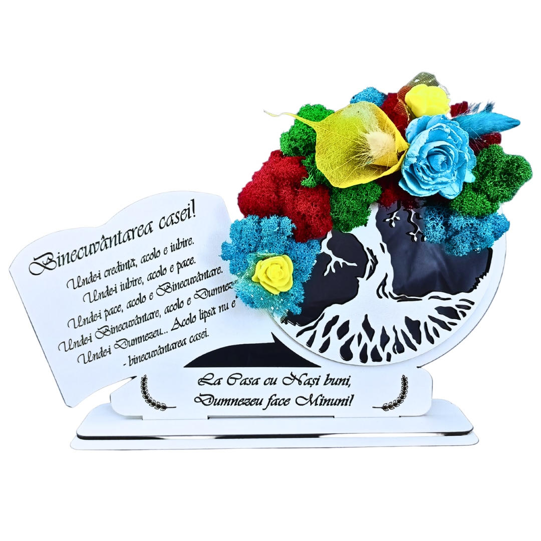 Tablou cu licheni stabilizati naturali cu suport, personalizat cu mesaj ...