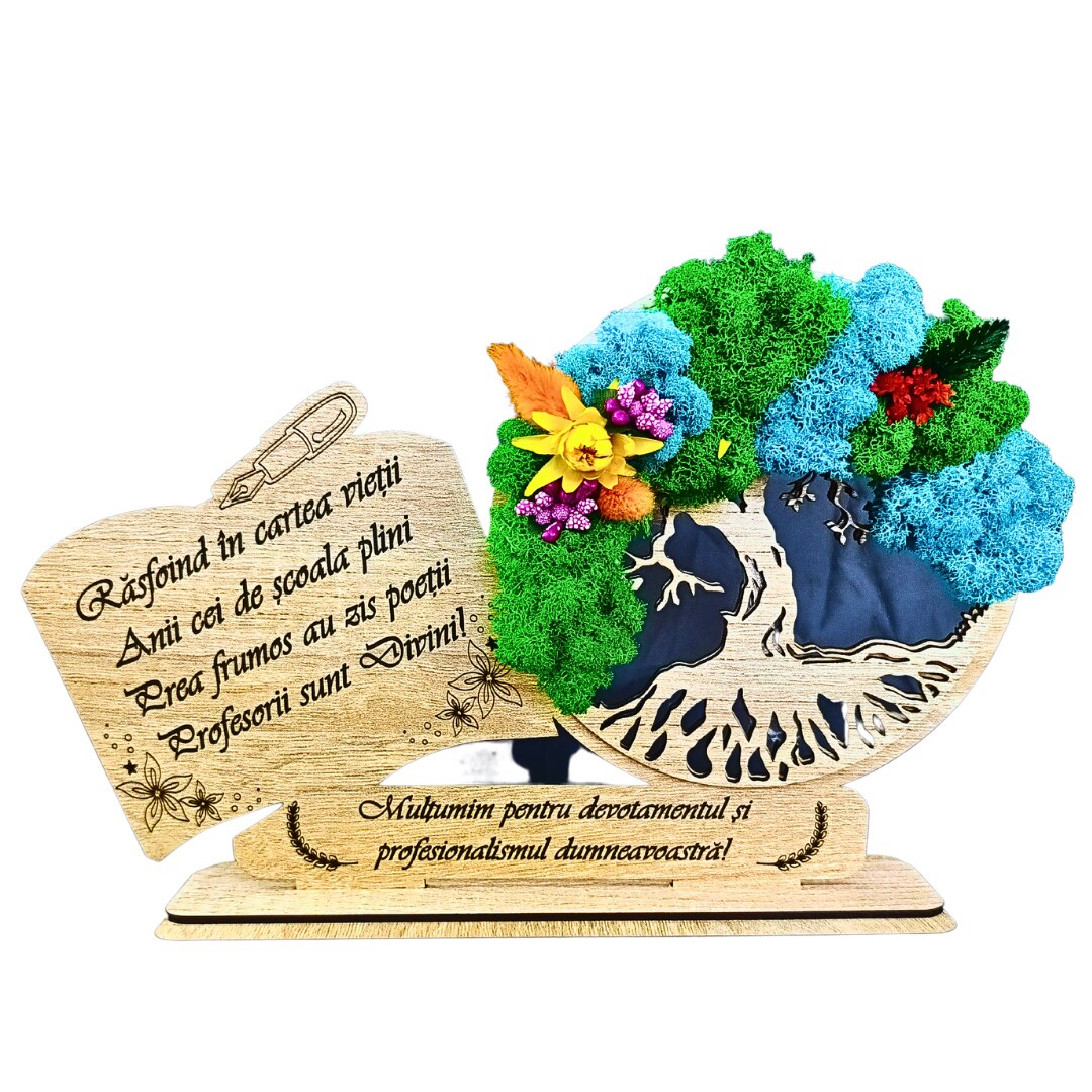 Tablou cu licheni stabilizati naturali cu suport, personalizat cu mesaj ...