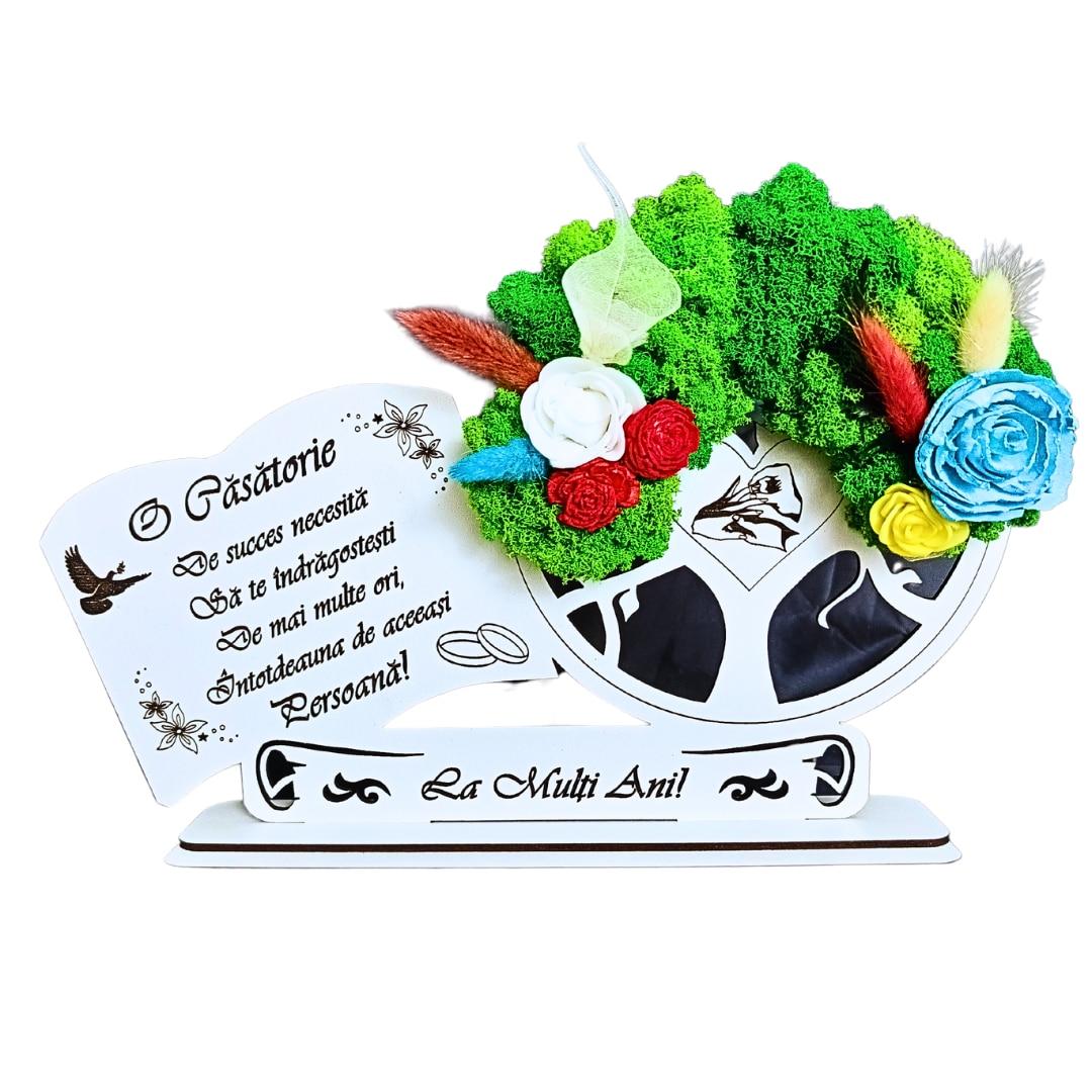 Tablou cu licheni stabilizati naturali, personalizat cu mesaj standard ...