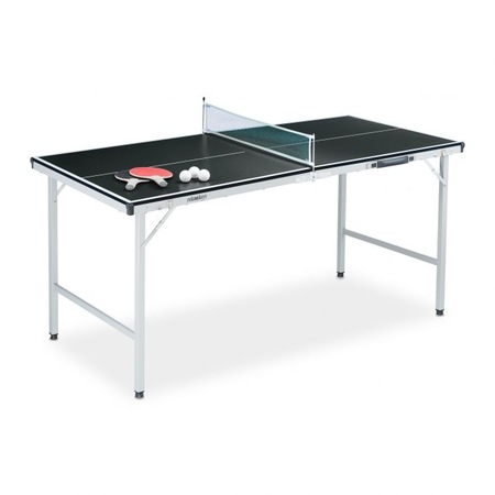Masa ping pong Relaxdays, 2 palete, un fileu, 3 mingi, negru, 72 x 75 x ...