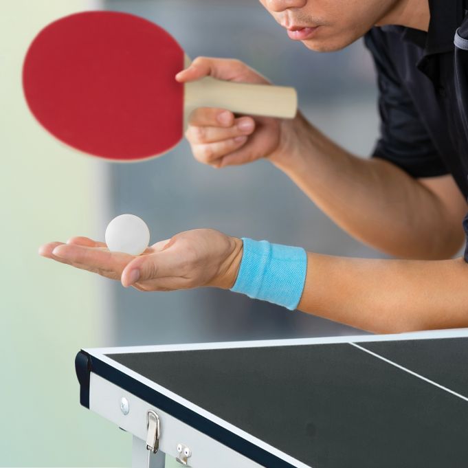 Masa ping pong Relaxdays, 2 palete, un fileu, 3 mingi, negru, 72 x 75 x ...