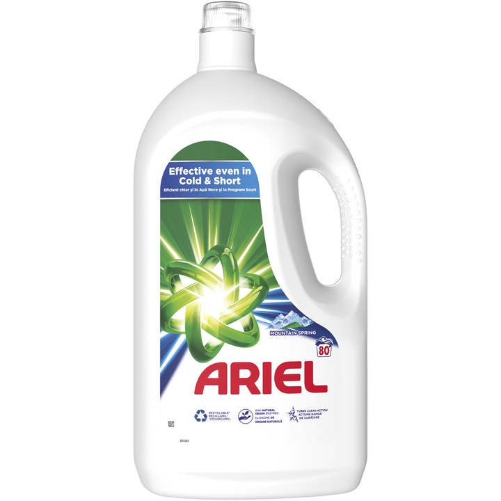 Течен перилен препарат Ariel Mountain Spring, 80 пранета, 4 л - eMAG.bg