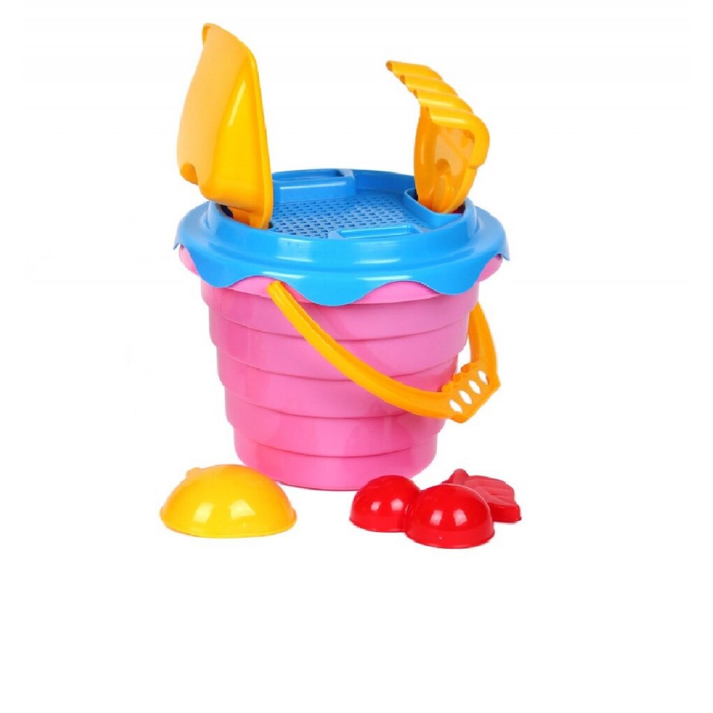 Set de nisip, Malipen, galeata roz cu accesorii - eMAG.ro