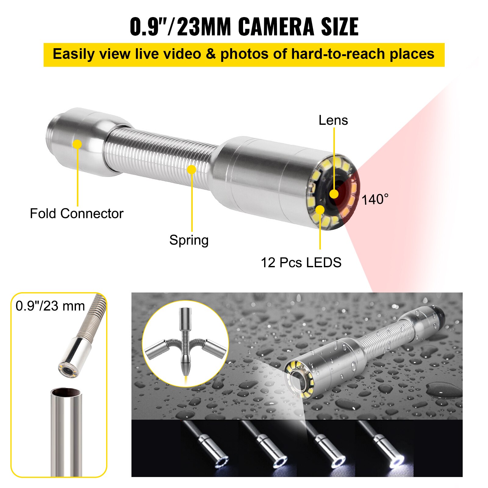 Camera de Inspectare Tevi, 9in LCD 20M Cable - eMAG.ro