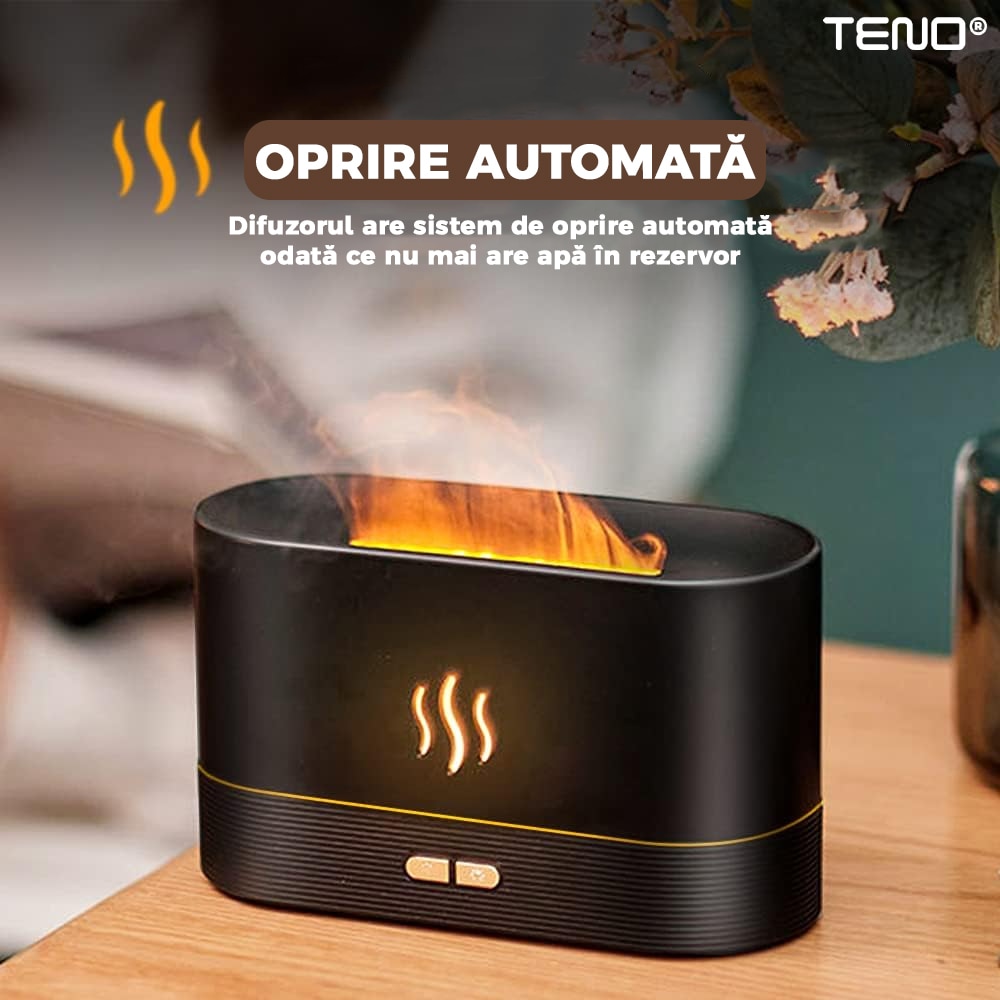 Difuzor Aromaterapie Teno®, Efect Flacara, 2 trepte de luminozitate ...