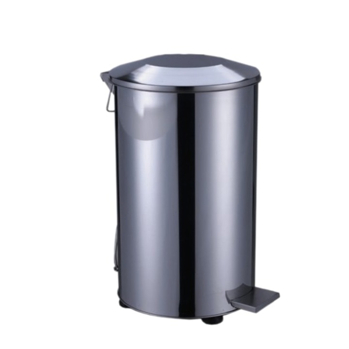 Cos gunoi industrial din inox cu pedala si roti 90 litri Crom SMR ...