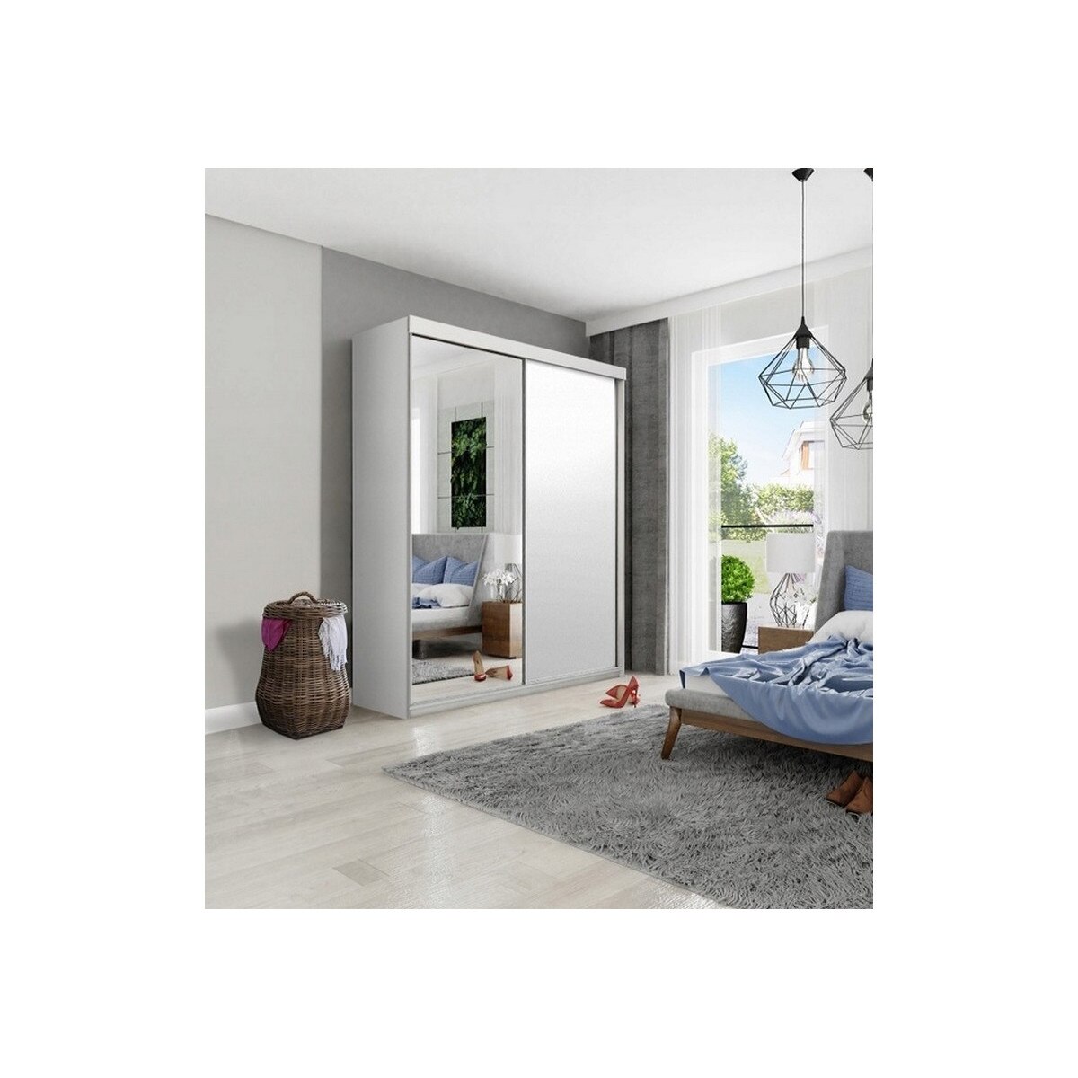 Dulap cu usi glisante TALIA 23,150x200x62 + extensie, 150x45x62, alb ...