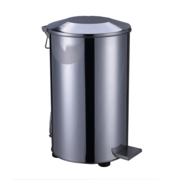 Cos inox industrial cu pedala si roti gri inchis 90 l - eMAG.ro