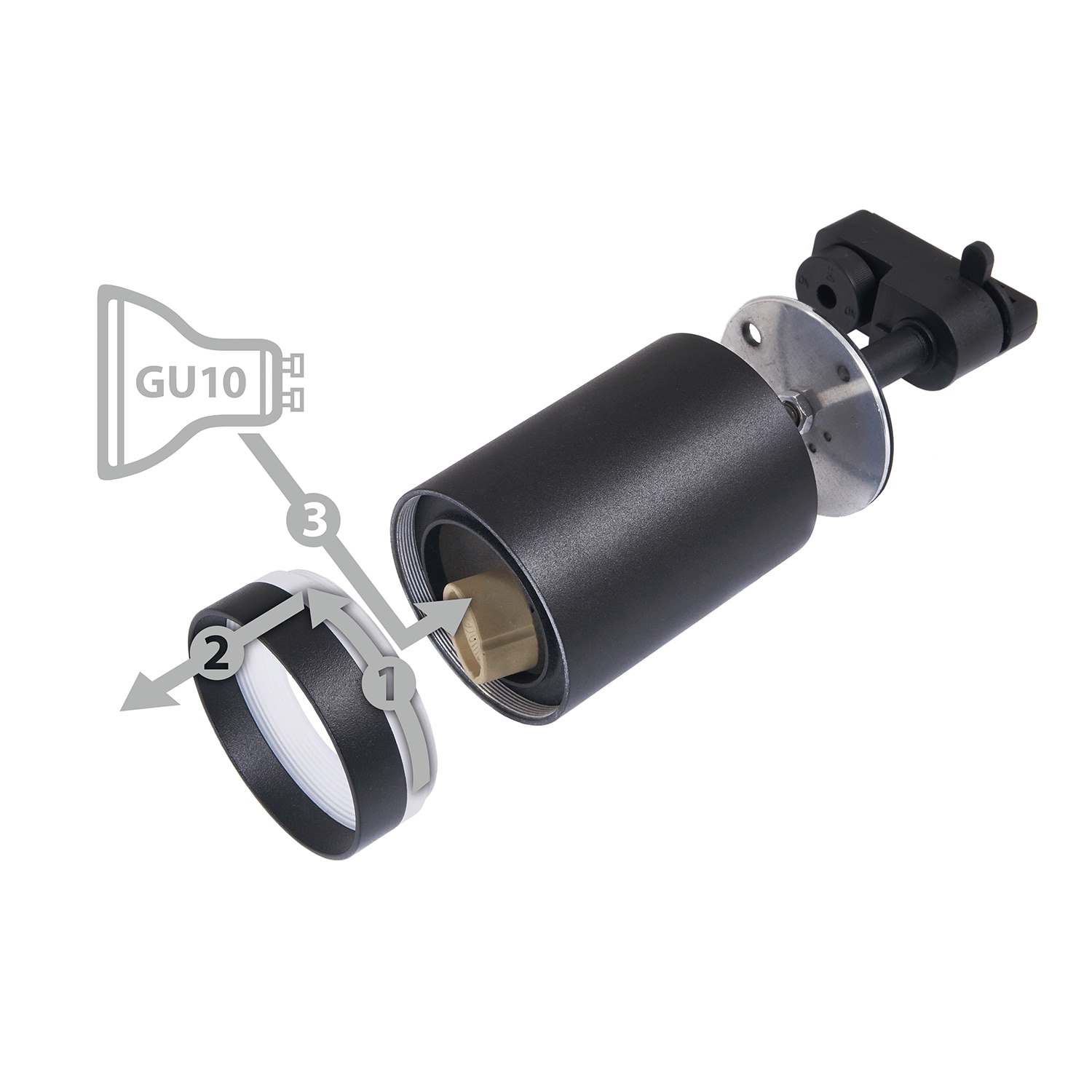 Set Steka Ring lampa pe sina, LVT, LED GU10 x3 + cablu de sina 1.5m ...