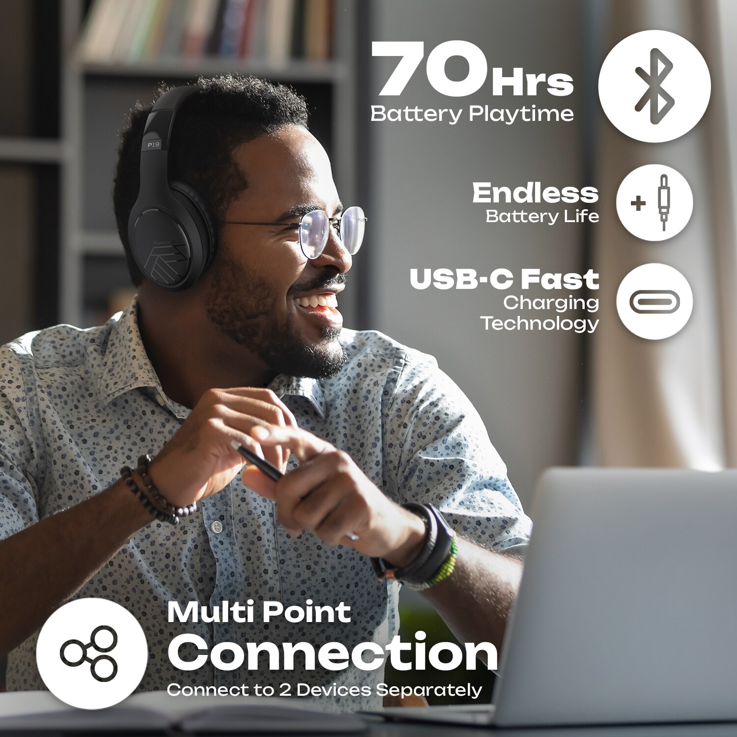 Casti Bluetooth PowerLocus P19, Negru - eMAG.ro