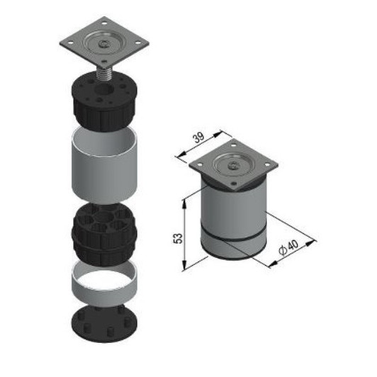 Picior de mobilier reglabil gri 50 mm - eMAG.ro