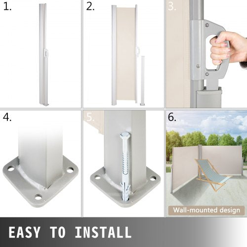 Paravan retractabil pentru terasa, alb, 160.02 x 599.44 cm - eMAG.ro