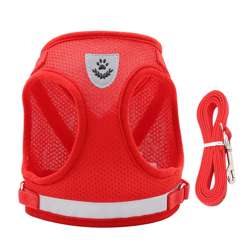 Set ham/lesa pentru catei/pisici, Rosu, M - eMAG.ro