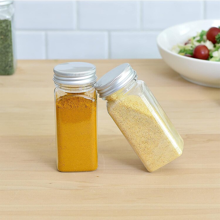 Set 6 borcane pentru condimente, Yatovur, 100 ml, Transparent/Argintiu ...