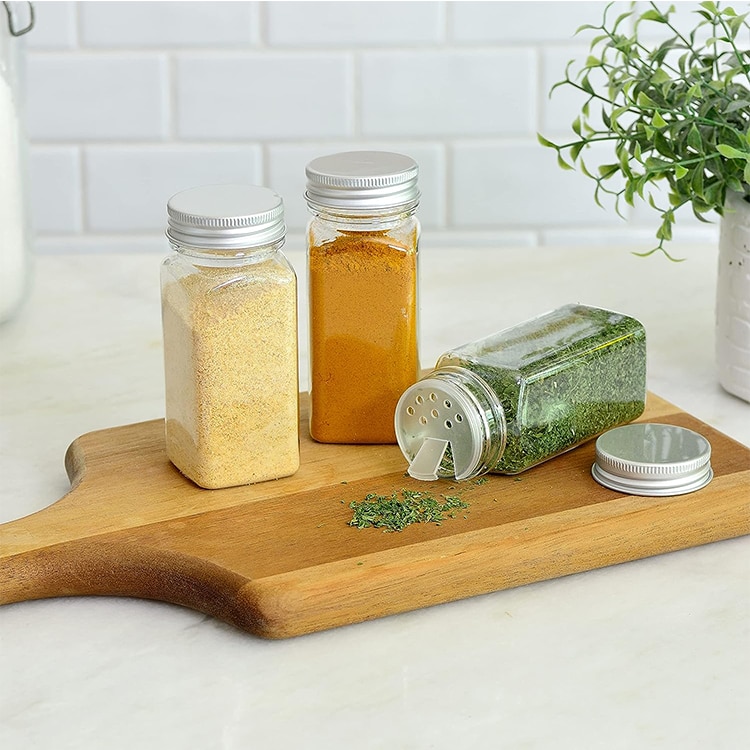 Set 6 borcane pentru condimente, Yatovur, 100 ml, Transparent/Argintiu ...